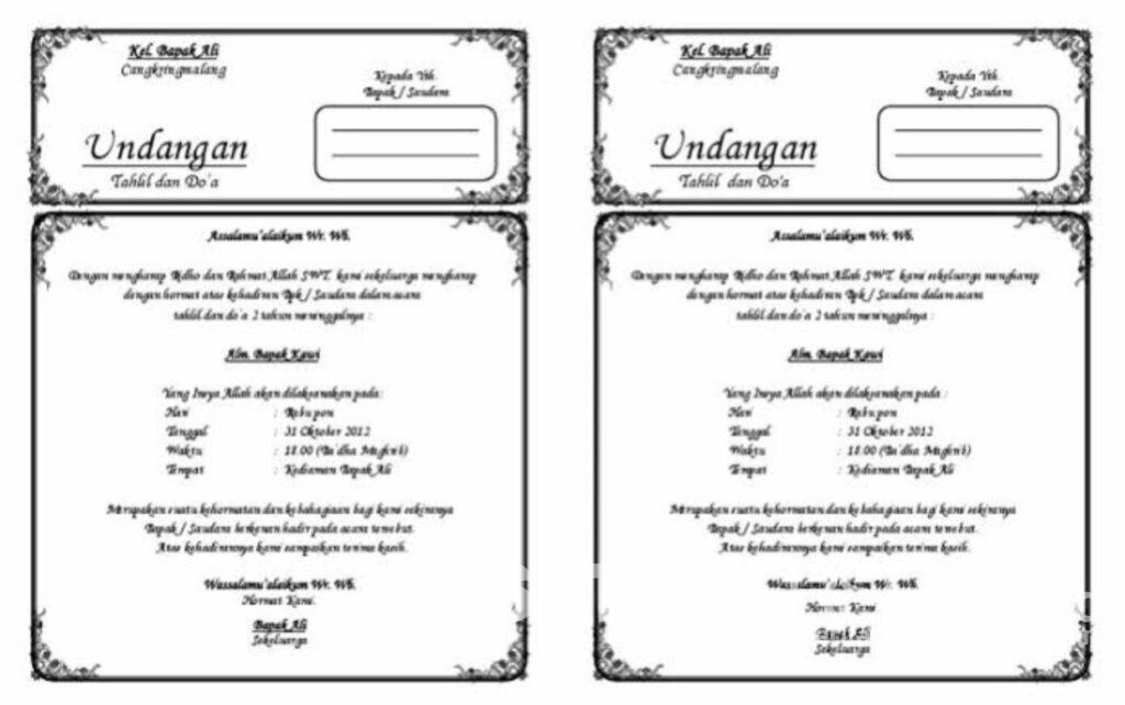 Download Undangan Tahlil dan Templatenya Siap Edit